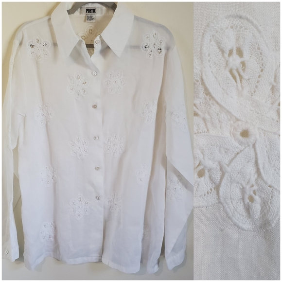 Poetic | Tops | Poetic Floral Eyelet Button Down | Poshmark